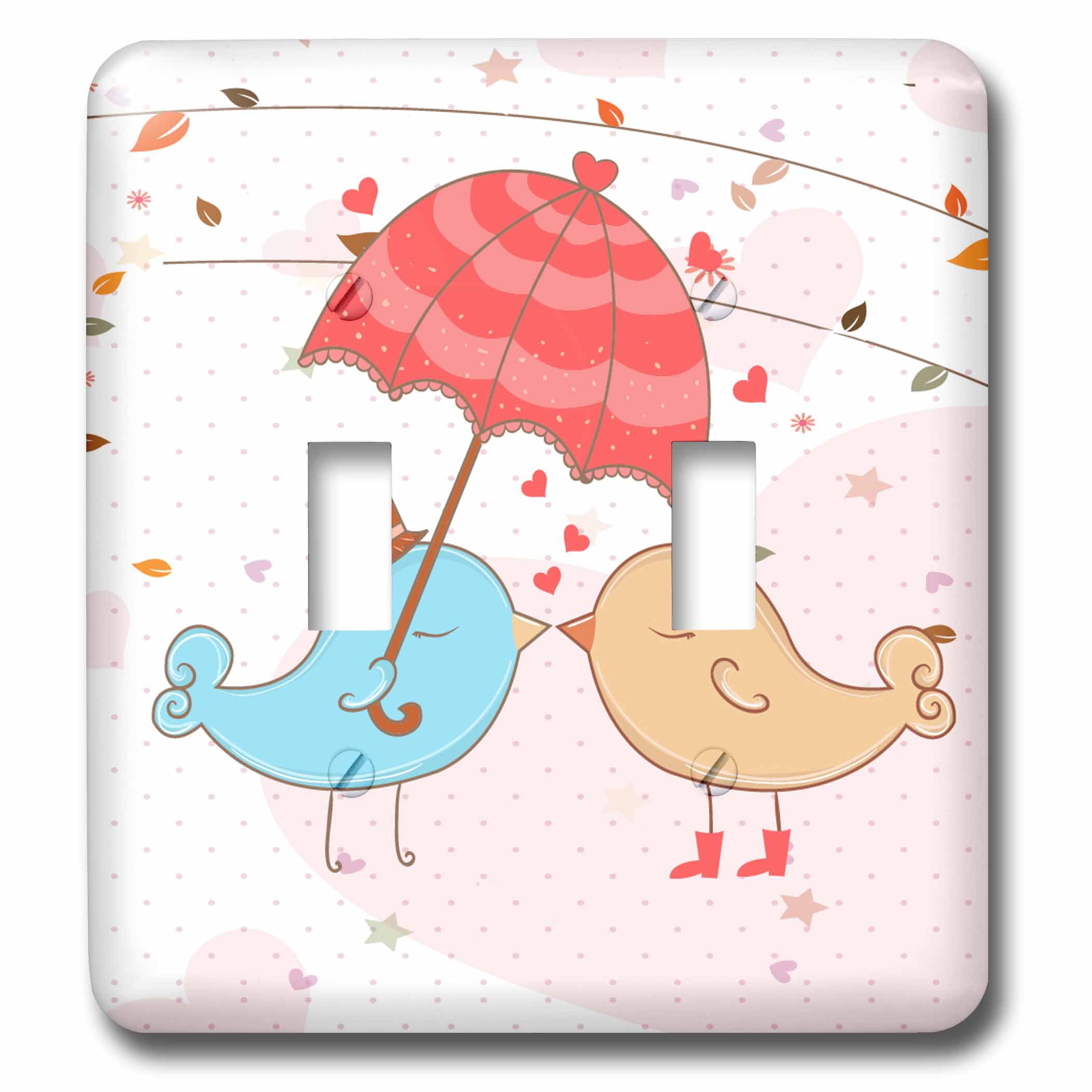 3dRose Cute Valentine Love Birds Kissing Under Umbrella Vector Cartoon ...