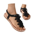 Wovix Women's Sandals Dressy Summer Rhinestone Flower Design Flat ...