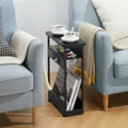 Narrow Side Table with Charging Station, 3 Tier Slim End Table with ...