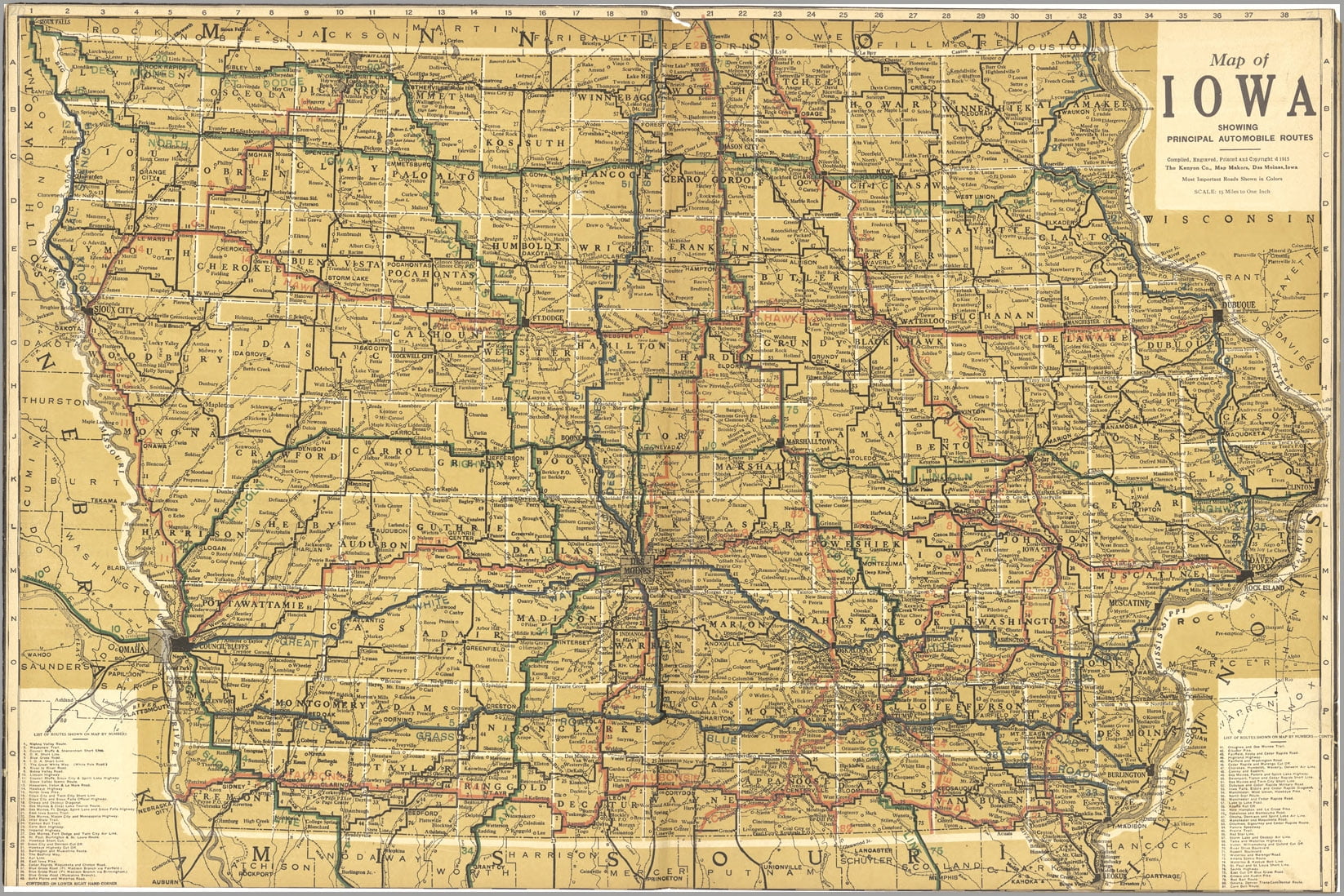 24"x36" Gallery Poster, Map of Iowa Automobile Routes 1920 - Walmart.com