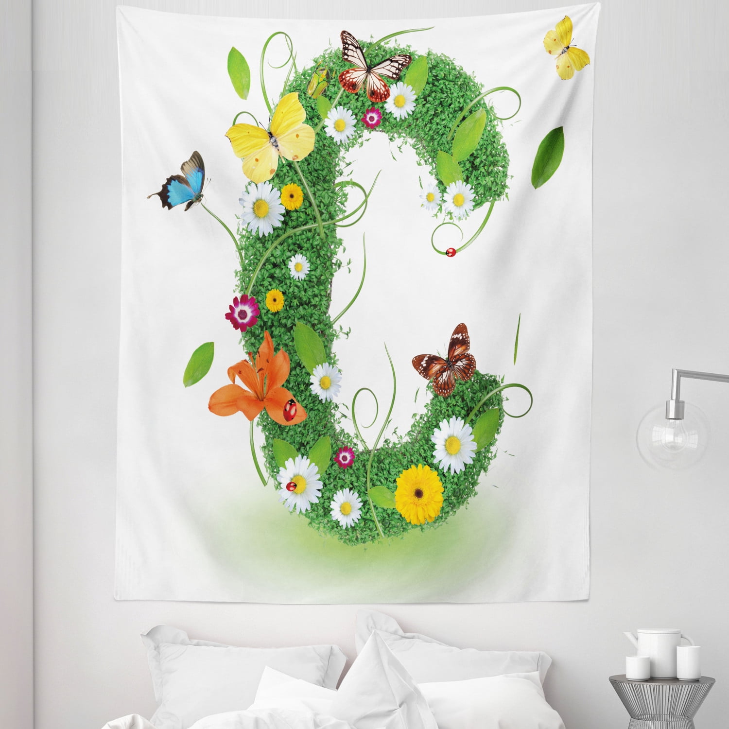 Letter C Tapestry, Spring and Summer Inspired Alphabet Design Capital ...
