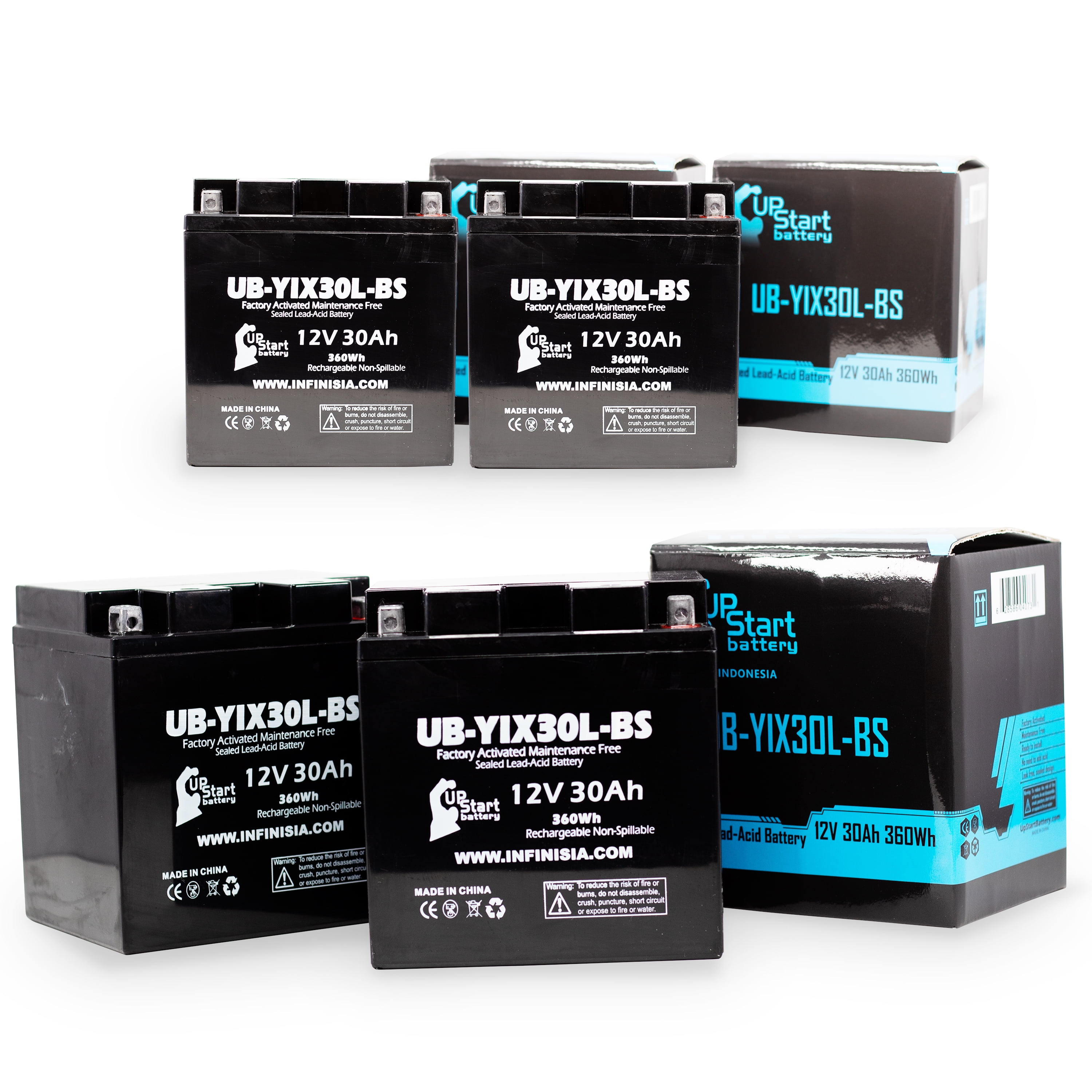 4-Pack UB-YIX30L-BS Battery Replacement for 2008 Polaris Ranger 4x4 ...