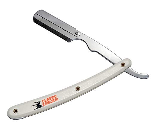 White Stainless Steel Professional Barber Straight Edge Razor with 100 ...