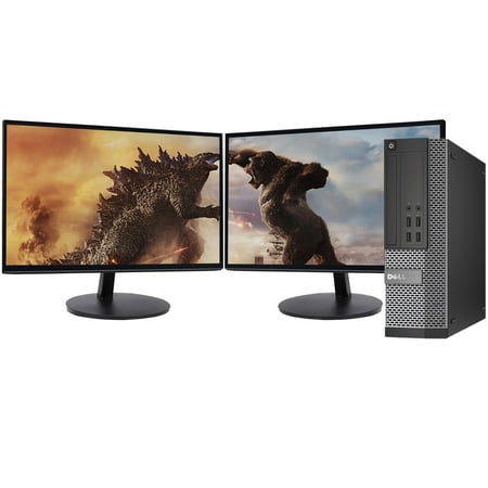 Dell OptiPlex Desktop PC with Dual (2) New 24 Inch Monitor Intel Core ...
