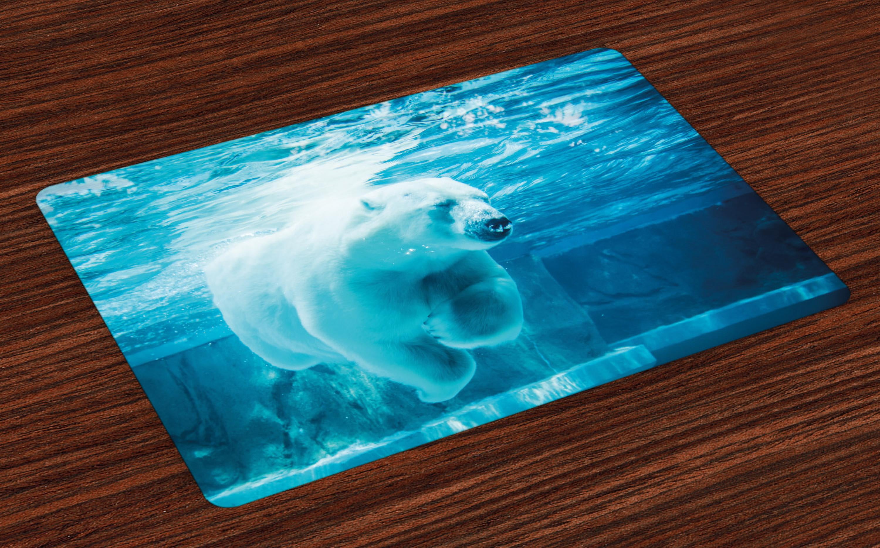 Ambesonne Bear Place Mats Set of 4, Arctic Polar Underwater, Standard ...