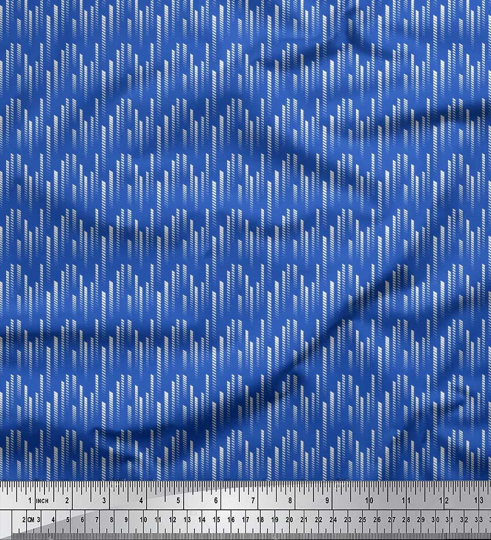 Soimoi Viscose Chiffon Fabric Diagonal Line Small Print Fabric by The ...