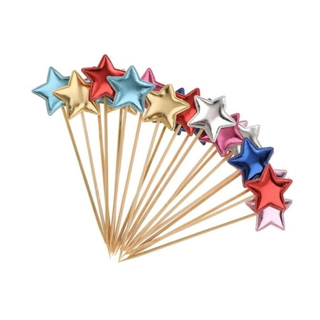 Cupcake toppers, cake topper - 20pcs - star pattern - PU leather - cake ...