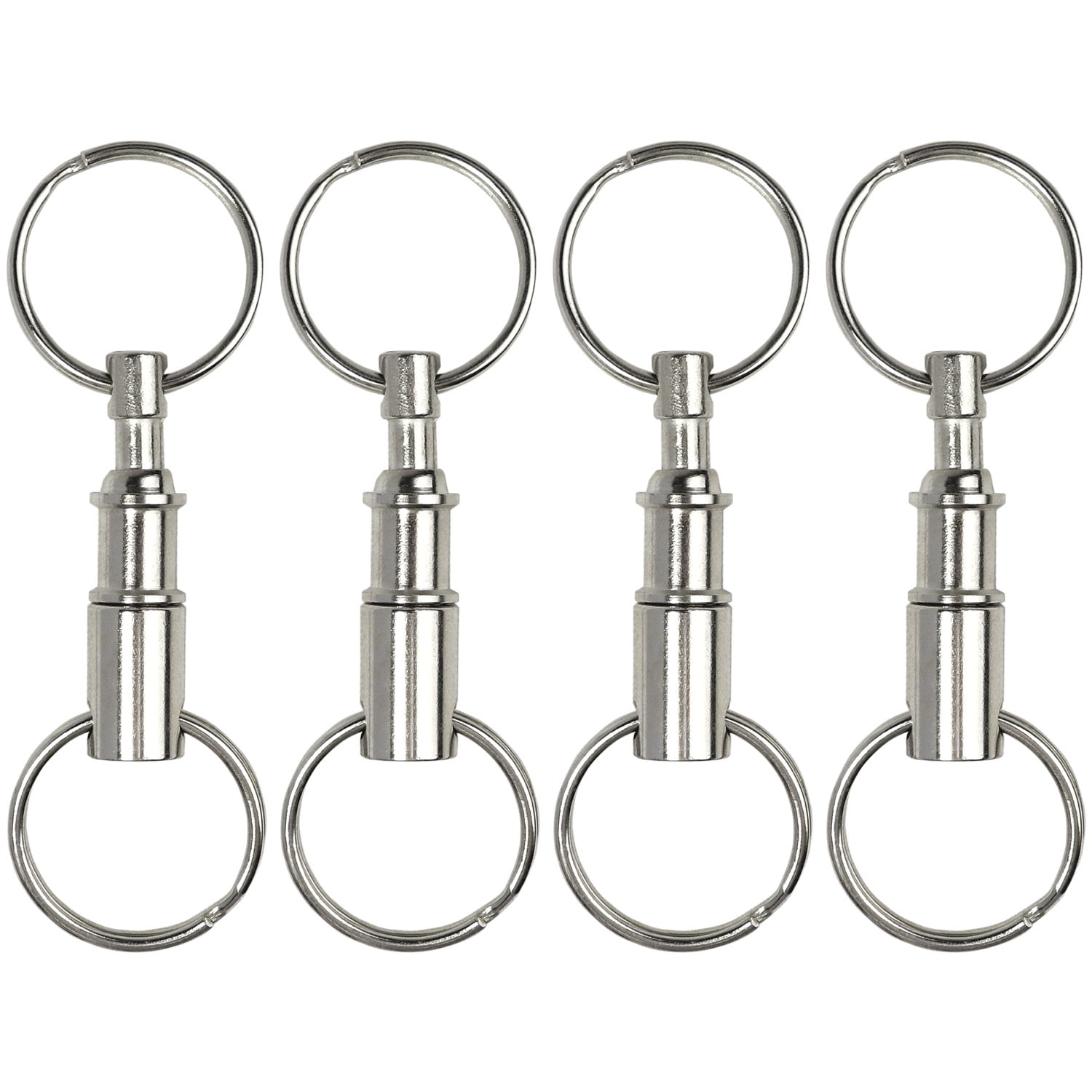 4 Pack Quick Release Detachable Pull Apart Keychain Silver Dual Key ...