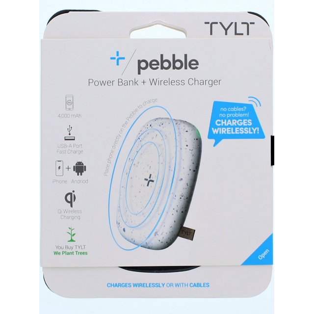 Tylt Wireless Charging Pad And Power Bank Pebble/White - Walmart.com