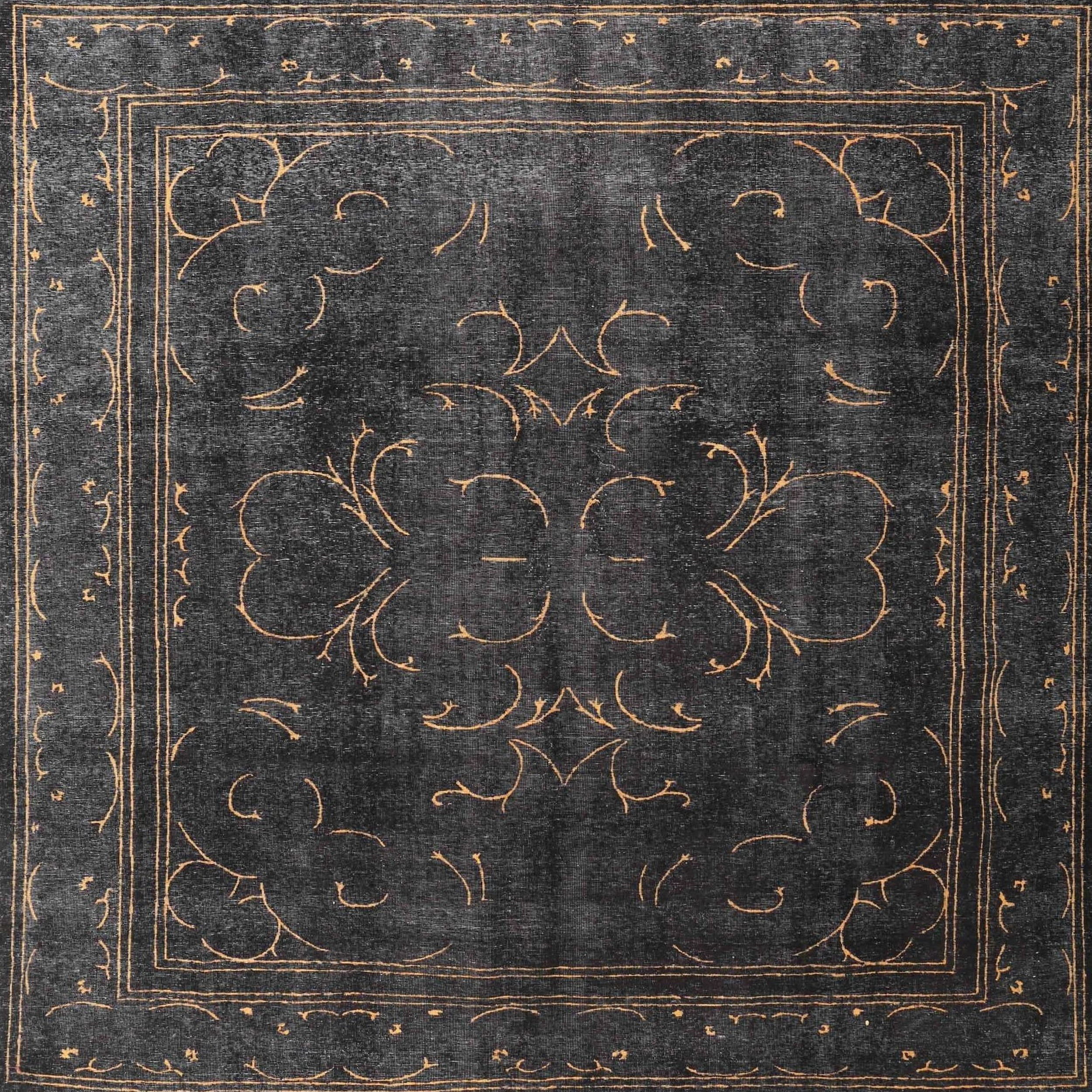 Ahgly Company Indoor Square Traditional Charcoal Black Persian Area ...