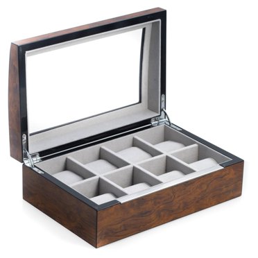 30 Piece Cherry Wood Watch Display Case Wall Stand Holds Watches up to ...