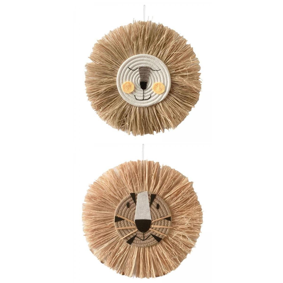2Pcs Cartoon Straw Wall Hanging Decor Animal Tapestry Room Outdoor ...