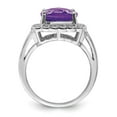 Sterling Silver Diamond & Amethyst Ring. Carat Wt- 0.14ct. Gem Wt- 5 ...