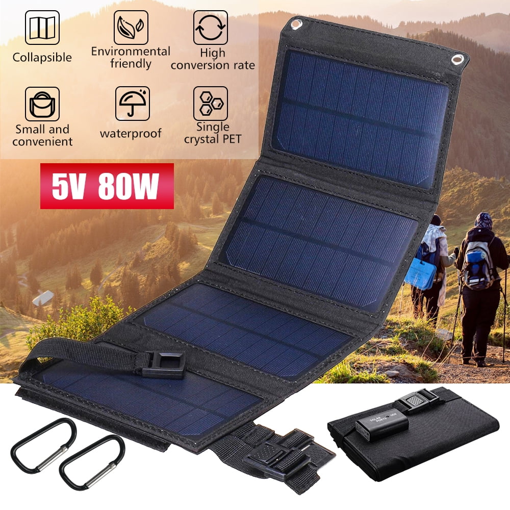 Solar Panel, 80W 5 Volt MDHAND Portable Solar Panel Charger, Waterproof ...