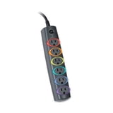 Smartsockets Color-Coded Strip Surge Protector, 6 Outlets, 7 Ft Cord ...