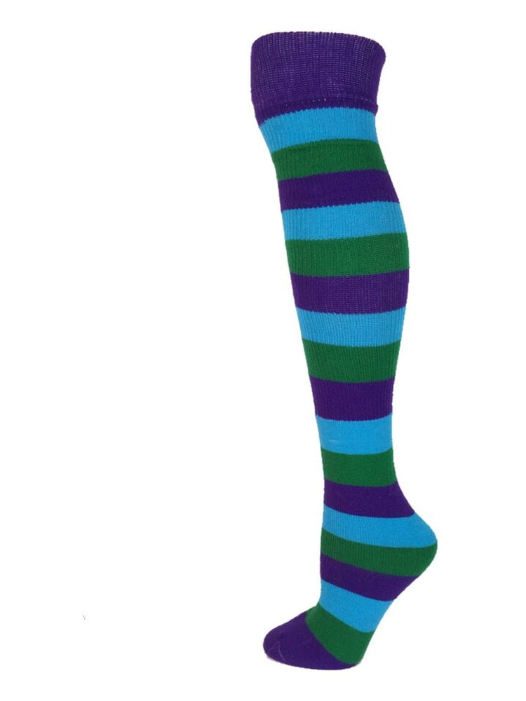 Knee High Striped Socks - Purple/Turquoise/Green - Walmart.com