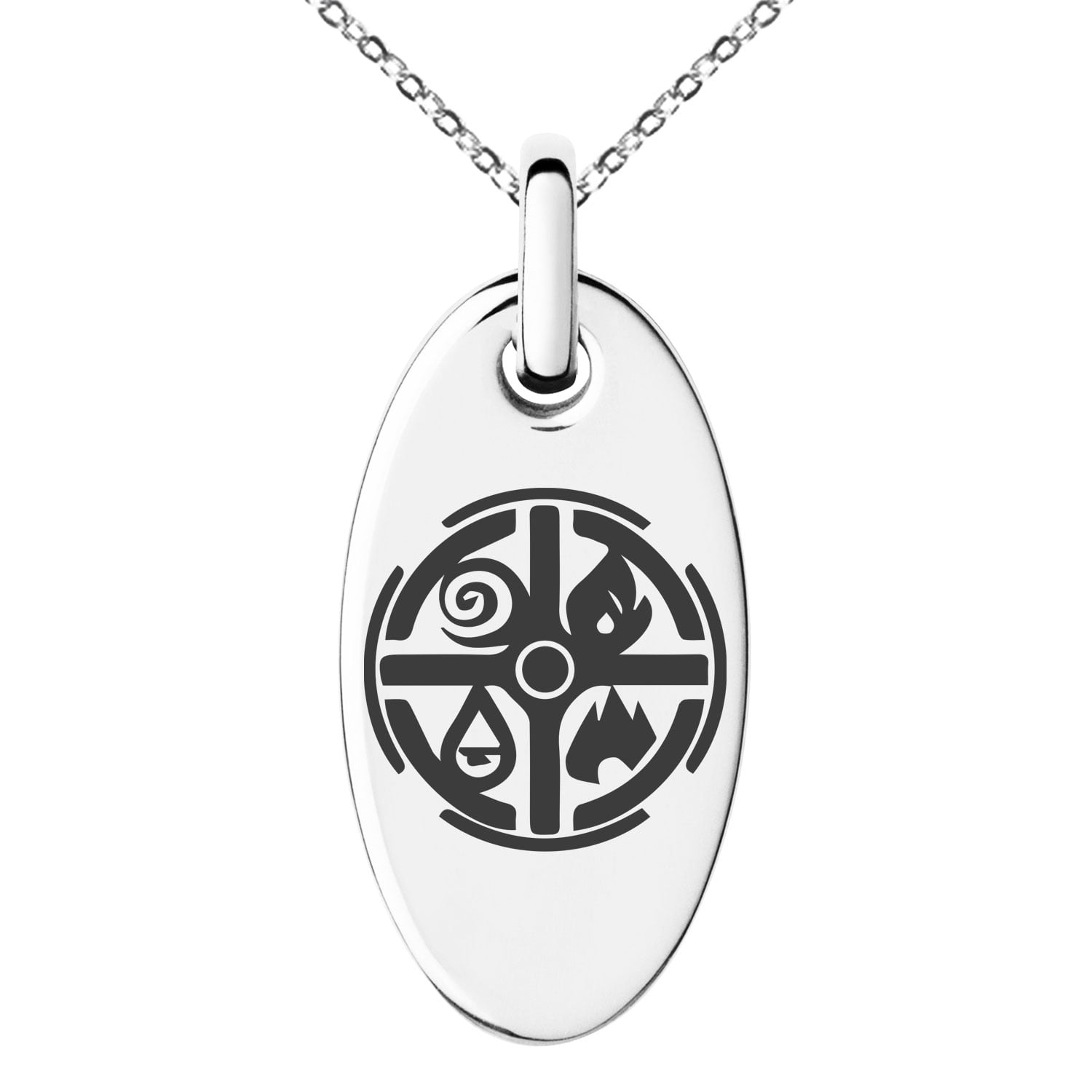 Stainless Steel Elementalism Magic Rune Engraved Small Oval Charm ...
