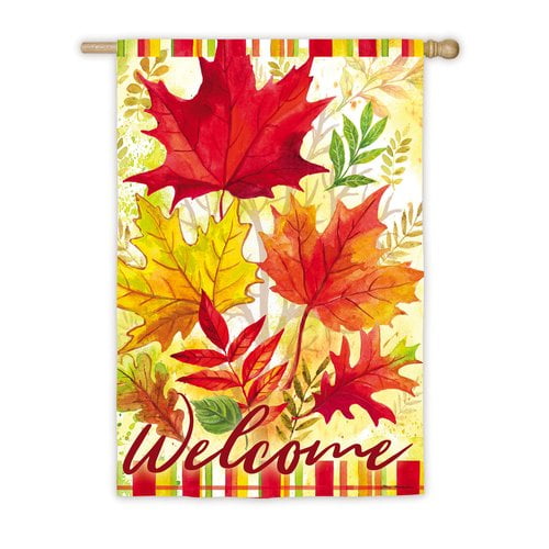 Evergreen Flag, Fall Leaves Garden Suede Flag, 18'' x 0.15'' inches ...