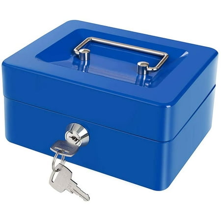 Cash Box with Key Lock and Money Tray for Kids Small Lock Box with Key ...