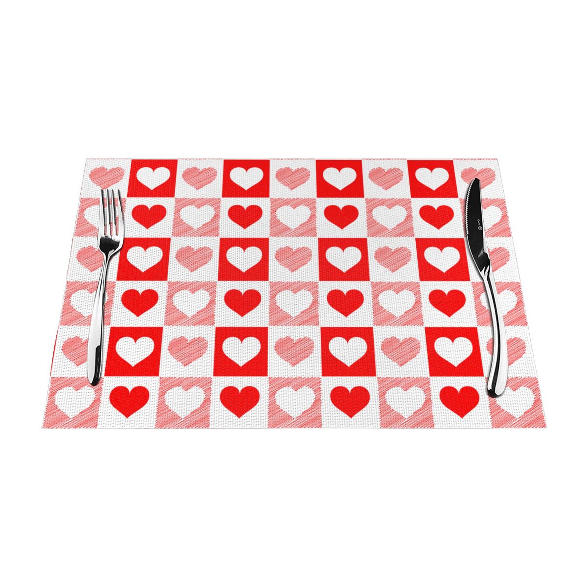 XMXY Woven Placemats Set of 4 PCS, Red Checker Chequered Table Mats ...