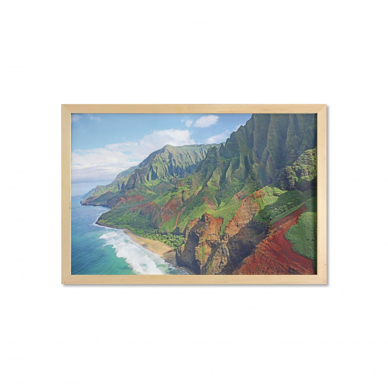 Hawaiian Wall Art with Frame, Na Pali Coast Kauai Hawaii Seashore ...