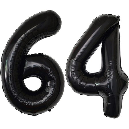 Black 64 Balloon Numbers 64 Foil Mylar Helium Balloon Number Giant ...
