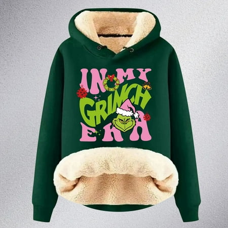 Vêtements Grinch, Pull de Noël à Capuche en Polaire Imprimé Cœur pour ...