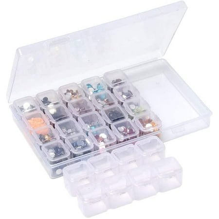 28-Compartment Transparent Plastic Storage Box, Separate Lid ...