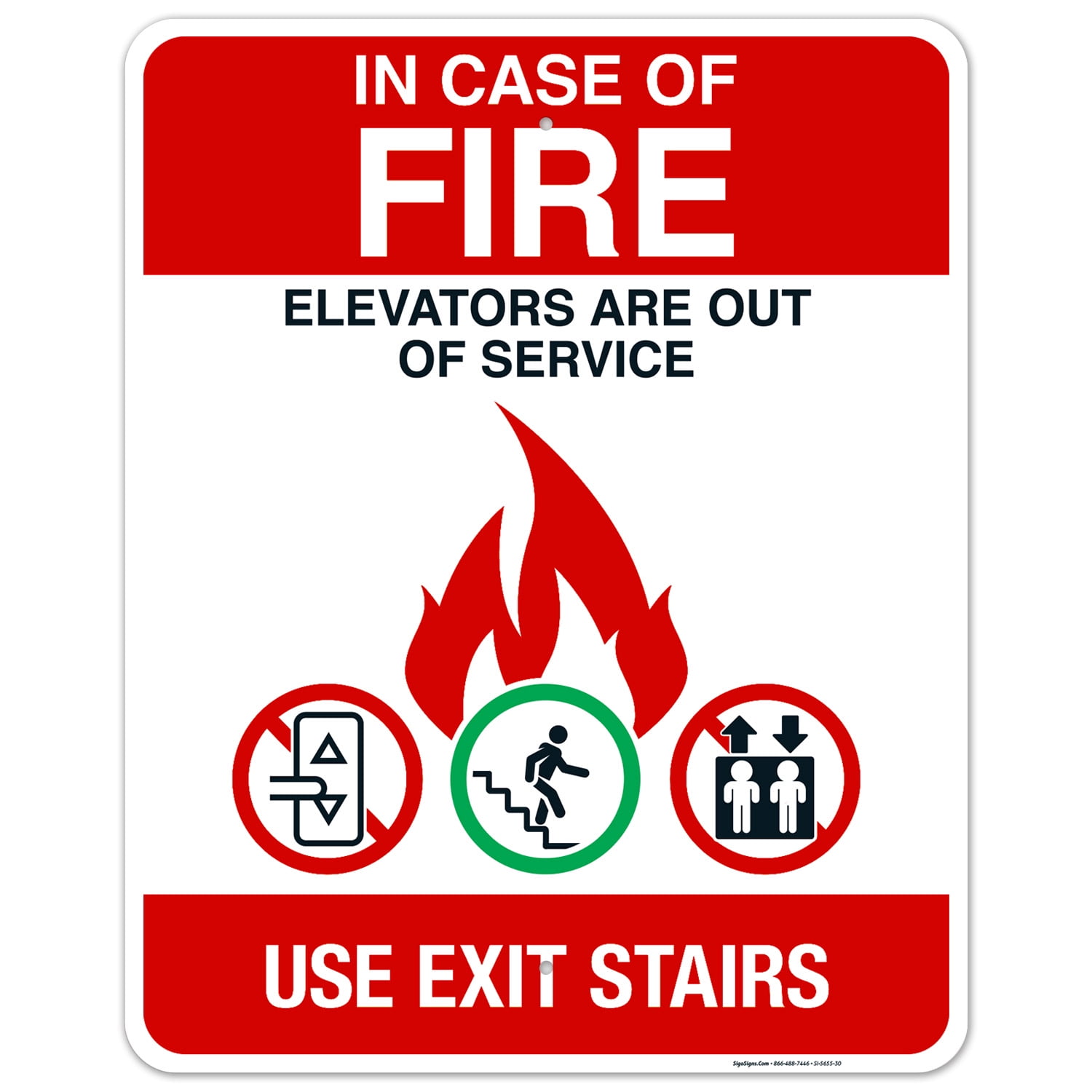 In Case Of Fire Elevators Are Out Of Service Use Exit Stairs Sign, Fire ...
