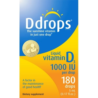 Ddrops Adult 1000 IU Vitamin D Liquid Drops, Easy-to-swallow, Chemical ...