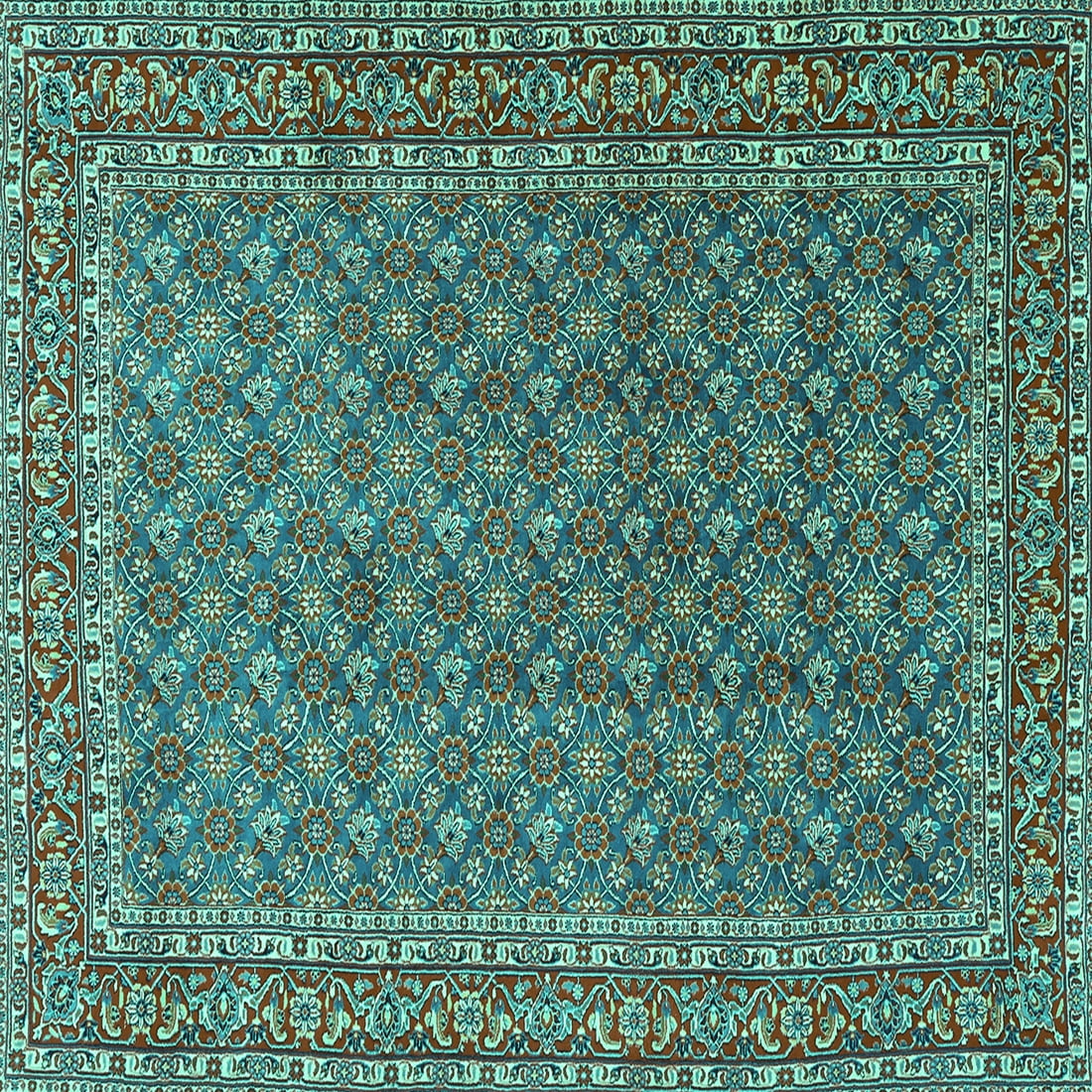 Ahgly Company Machine Washable Indoor Square Persian Turquoise Blue ...