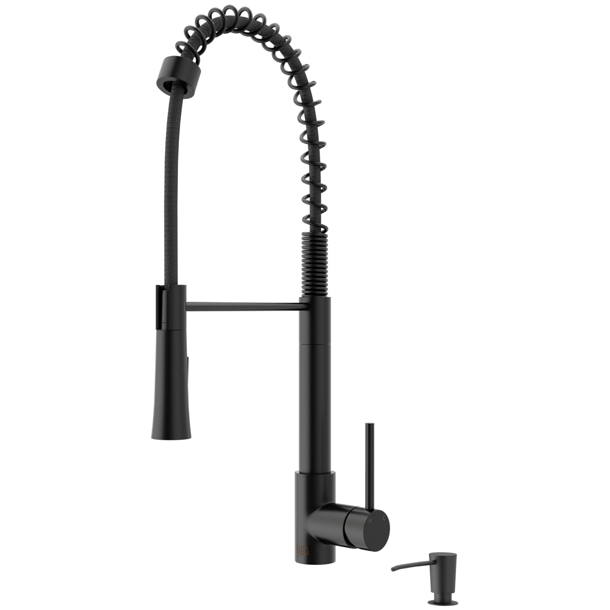 VIGO Laurelton Pull-Down Spray Kitchen Faucet With Soap Dispenser In ...