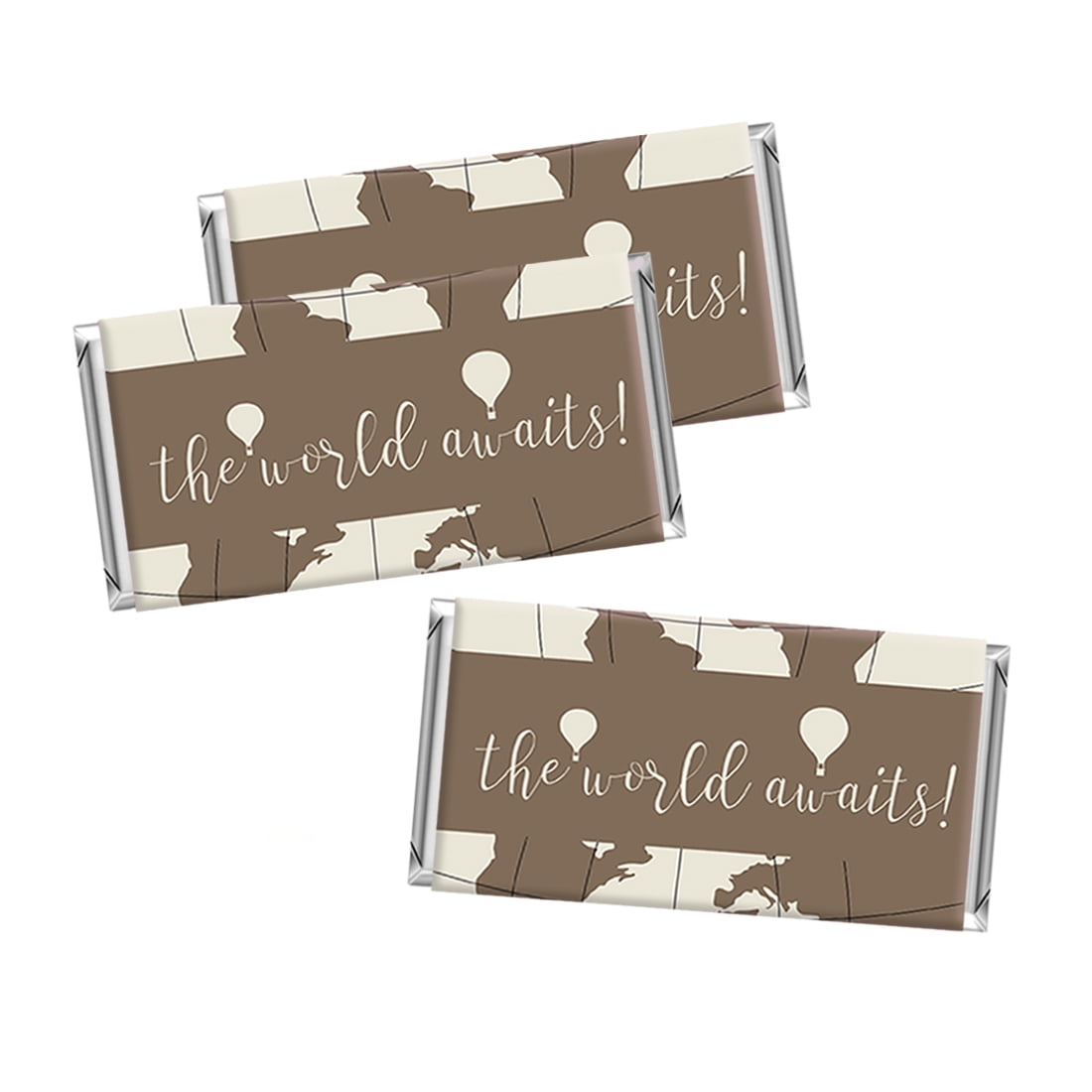 Hot Air Balloon World Map, Vintage Tan Brown, Hershey Bar Labels, 10 ...