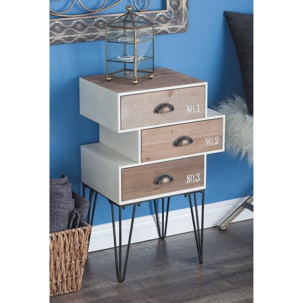 DecMode 17" x 27" Brown Wood Chest with Numbers and Dome Handles, 1 ...