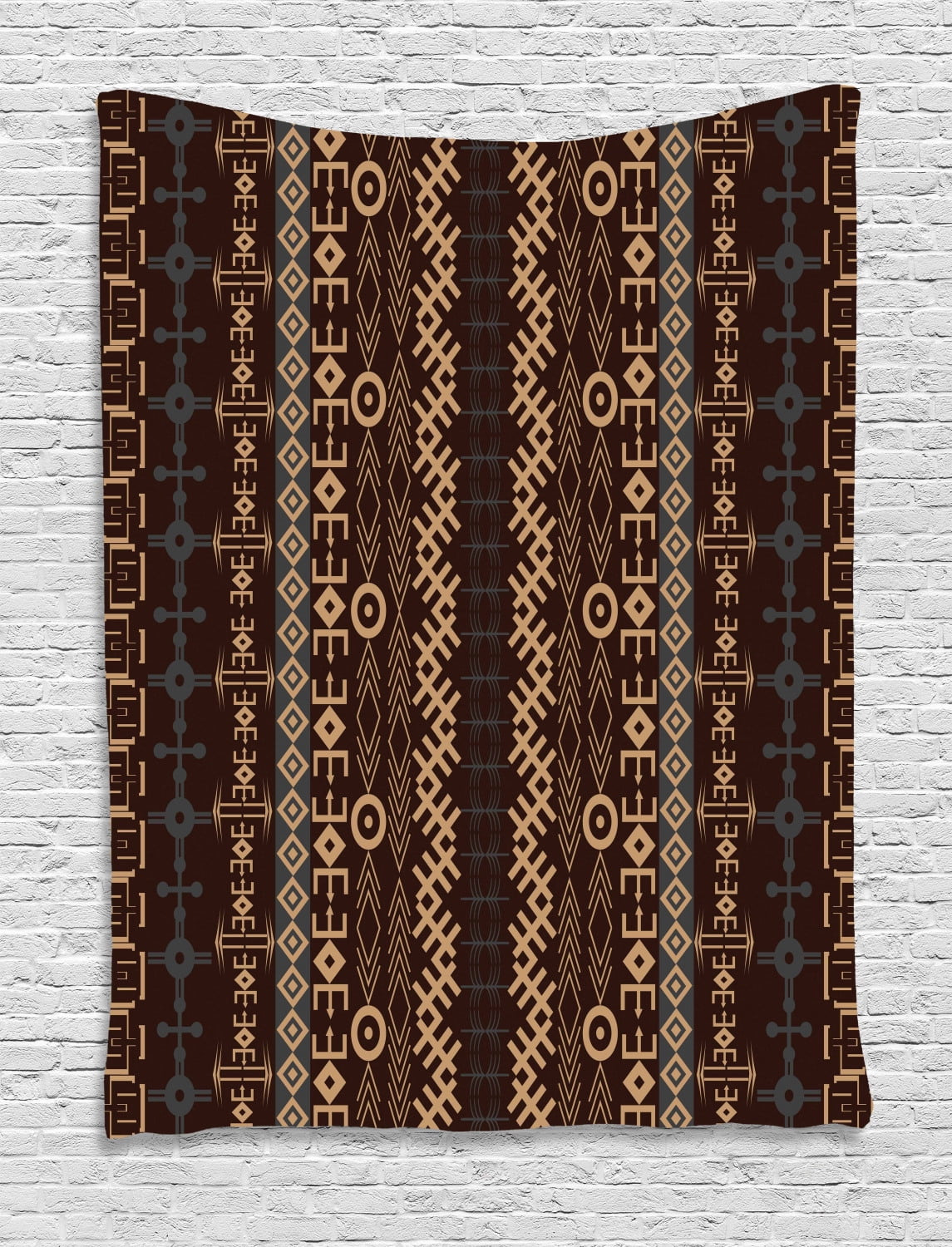 African Tapestry, Traditional Ethnic Pattern Geometric Shapes Arrows ...