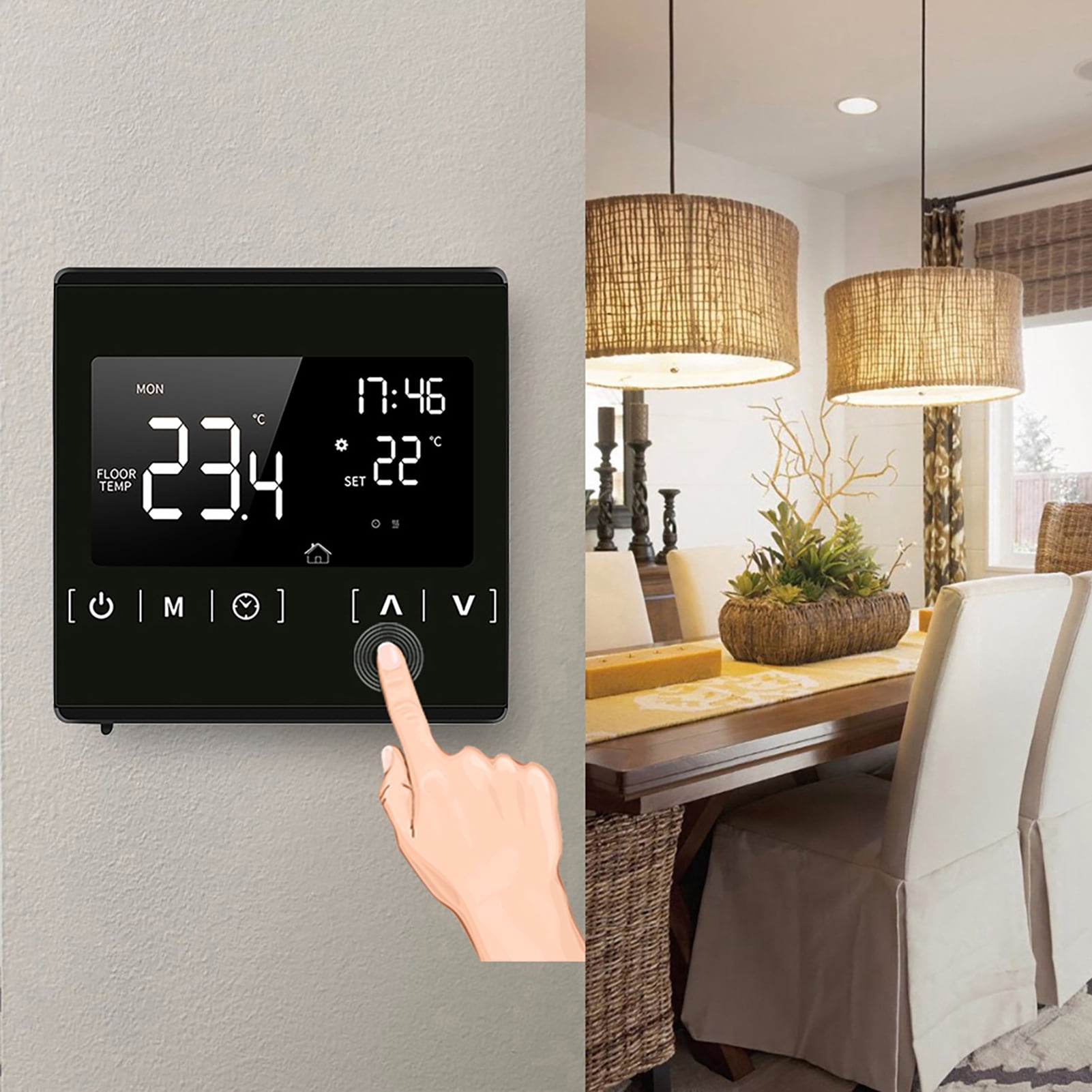 Fairnull Smart Thermostat Wide Voltage LCD Display Memory Anti-freeze ...