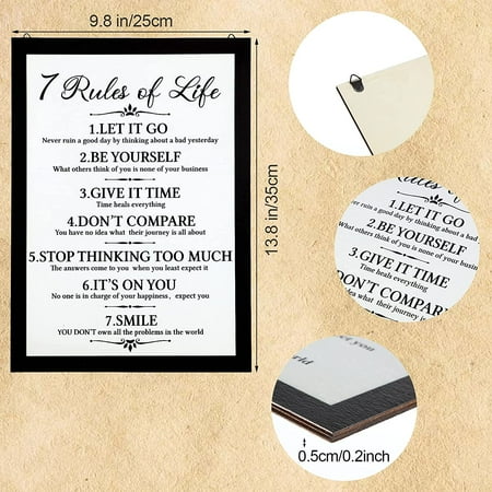 7 Rules of Life Motivational Quotes Poster Wooden Inspirational Poster ...