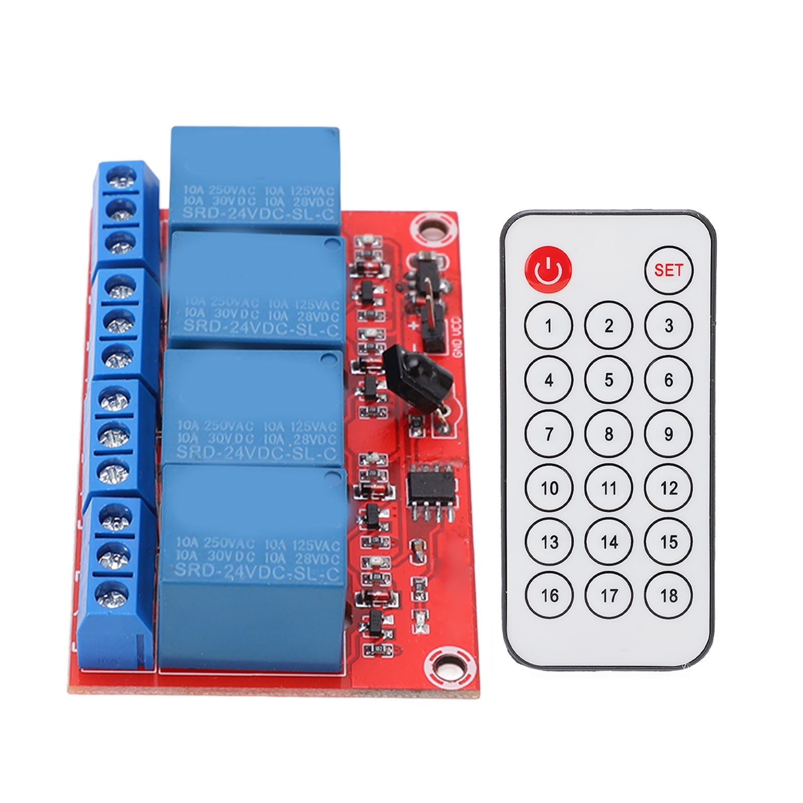 4 Channel Receiving Relay Module 4CH Infrared Remote Transceiver ...