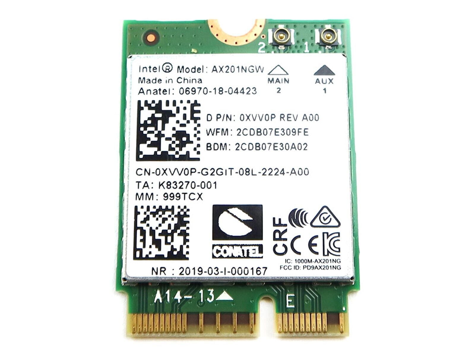 Dell WiFi Card XVV0P6 AX201 M.2 CNVIO2 2230 802.11AX WLAN Bluetooth 5.2 ...