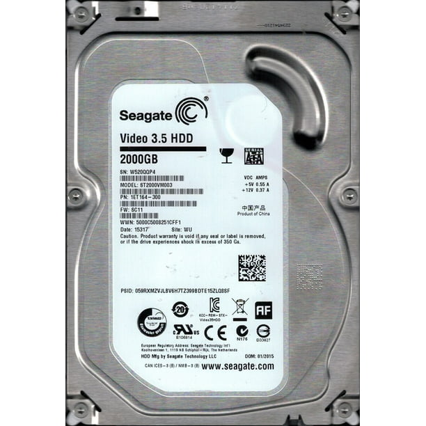 Seagate ST2000VM003 P/N: 1ET164-300 F/W: SC11 WU W52 2TB - Walmart.com ...