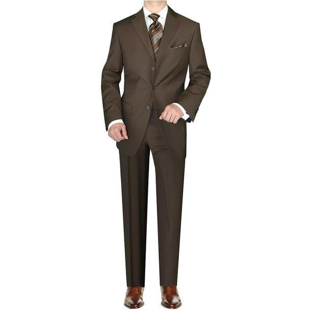 Mens Side Vent 2-piece Brown Cotton Classic Fit Suit DTI - Walmart.com
