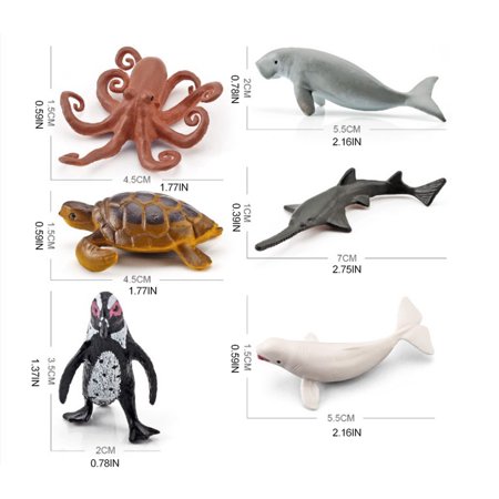 Mini Sea Toys Sea Animals Doll Ocean Animals Figures Model 12PCS Mini ...