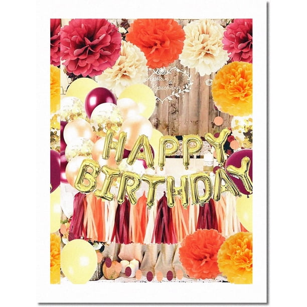 Autumn Harvest Birthday Bash Kit - Wine Burgundy Gold Orange ...