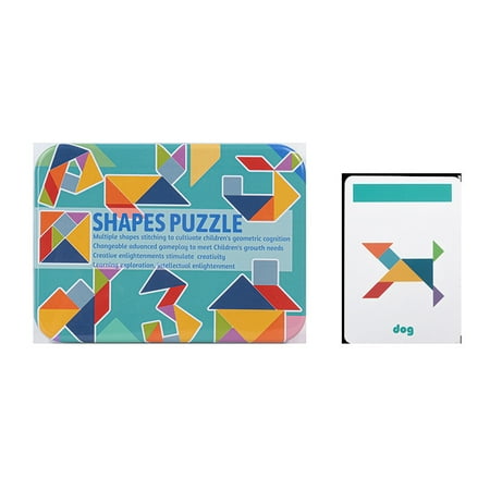 Tangram Pattern Puzzle Set, Wooden Puzzle Pieces Colorful Tangram ...