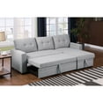 Pull Out Chaise Sectional With Storage In Gray Linen, 3 Foam Filled For ...