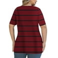 Htigea Plus Size Short Sleeve Top for Ladies Crisscross V Neck Striped ...