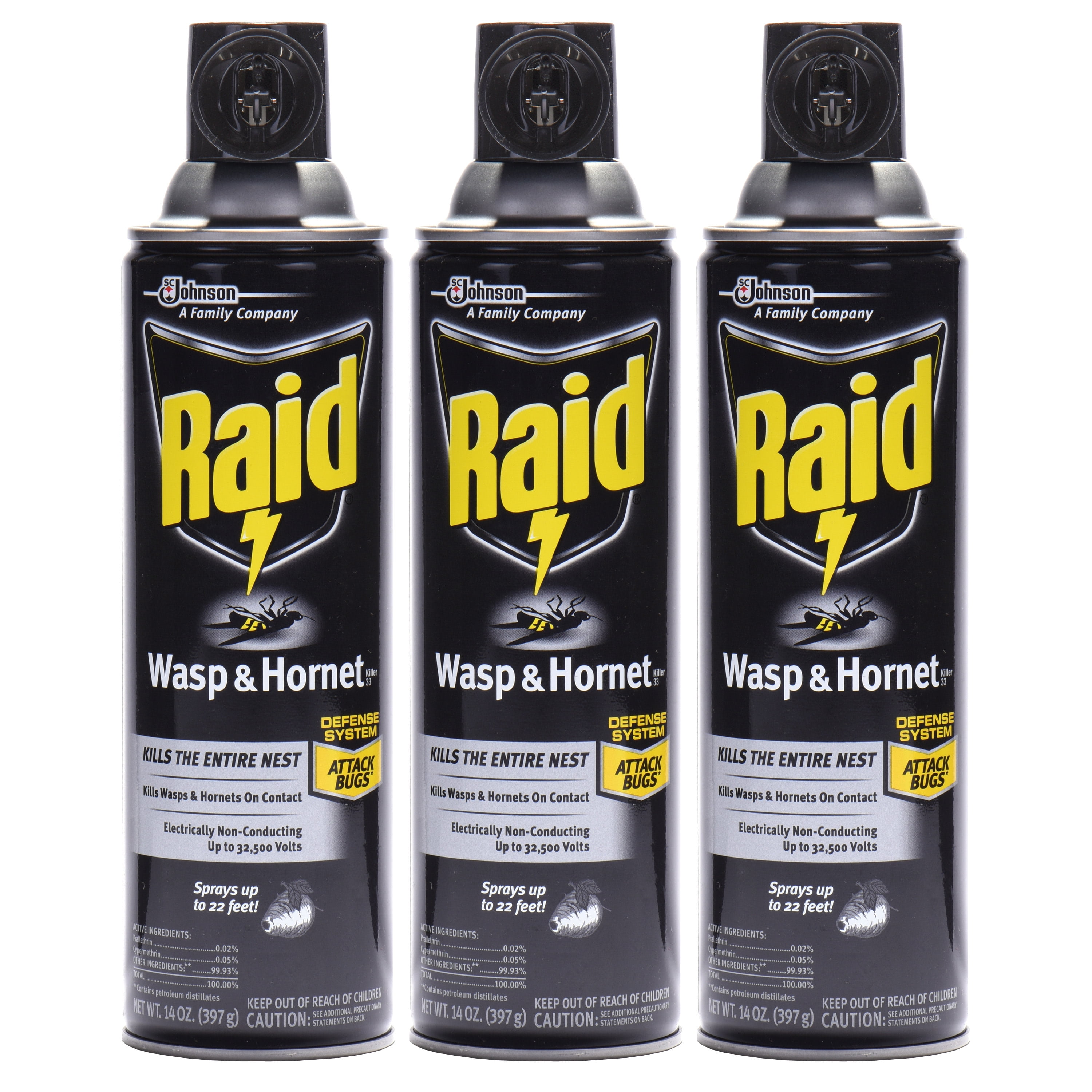 Raid Wasp & Hornet Insect Killer 33, 14 oz, 3 ct – Walmart Inventory ...