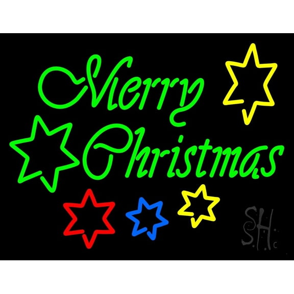 White Cursive Merry Christmas LED Neon Sign 10 x 24 - inches, Clear ...