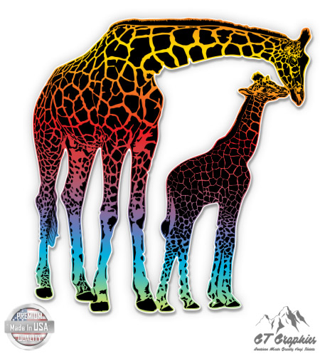Mom Baby Giraffe Family Cute - 8" Vinyl Sticker - For Car Laptop I-Pad ...
