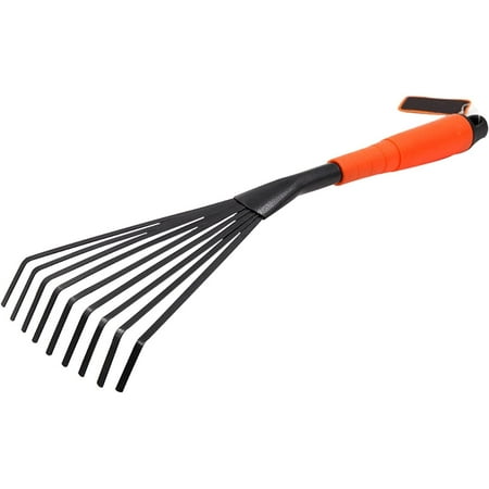 TILIYHELLO Mini Garden Rake, 16 Inch 9 Root Steel Leaf Rake with ...